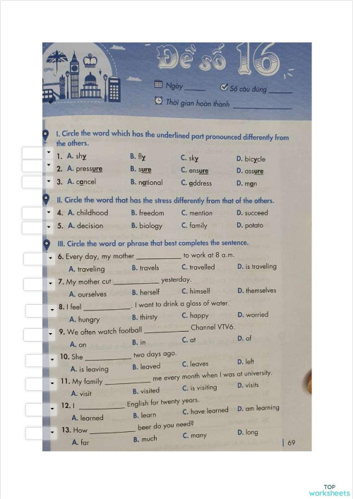 Đề 16 lên 6 chuyên. Interactive worksheet | TopWorksheets
