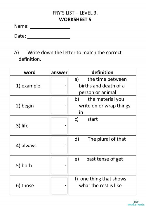 Worksheet 5. Interactive worksheet | TopWorksheets