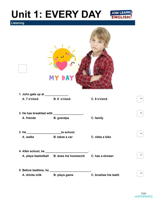 Get Smart 3 - Unit 2 - Listening. Interactive worksheet | TopWorksheets