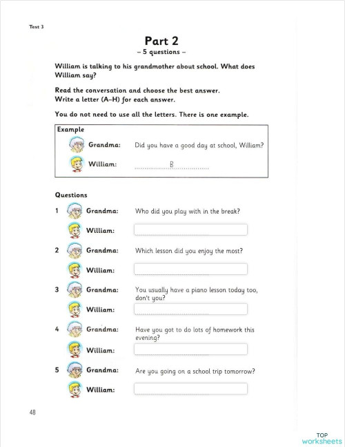 READING PART 2. Interactive worksheet | TopWorksheets
