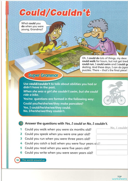 Could Couldn't -Unit 2 -Practice book J4. Interactive worksheet ...