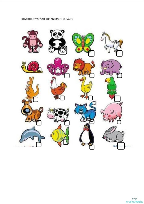 Reconocimiento de Figuras y animales. Ficha interactiva | TopWorksheets