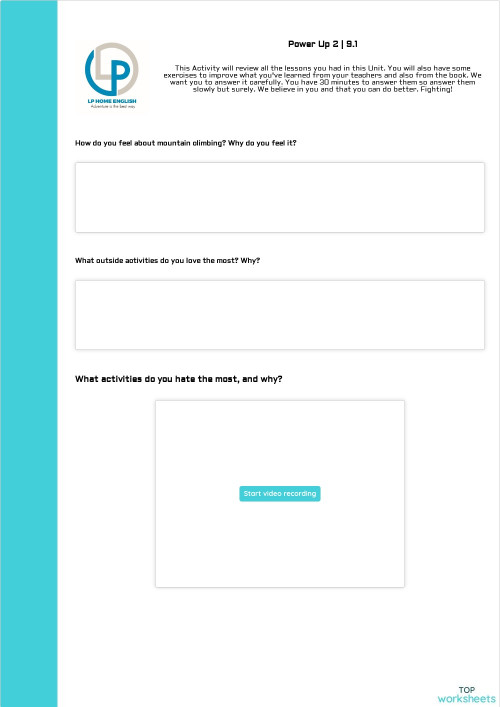 Power Up 2 | 9.1. Interactive worksheet | TopWorksheets