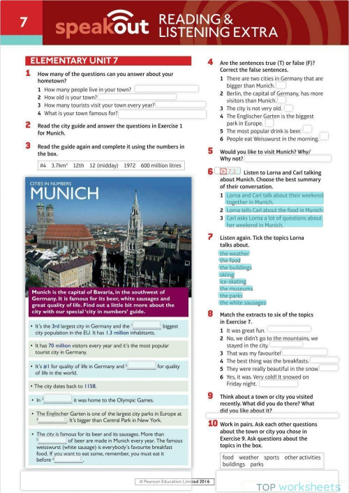 Reading & listening extra unit 7. Interactive worksheet | TopWorksheets