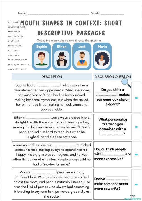 Mouth Shapes in Context: Short Descriptive Passages. Interactive ...