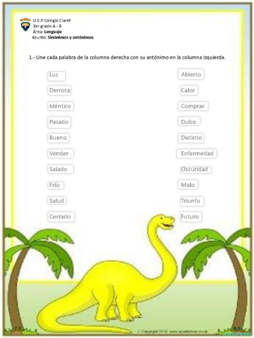 Sinónimos: fichas interactivas y ejercicios online | TopWorksheets