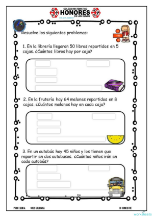 PROBLEMAS DE DIVISIONES. Ficha interactiva | TopWorksheets