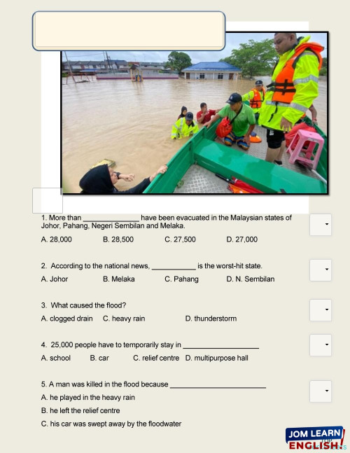 Flood 2023. Interactive worksheet | TopWorksheets