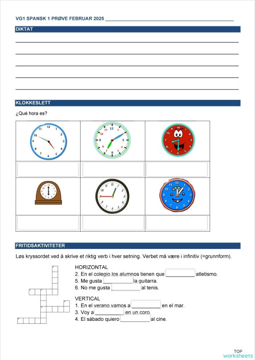 Completa las Oraciones. Ficha interactiva | TopWorksheets