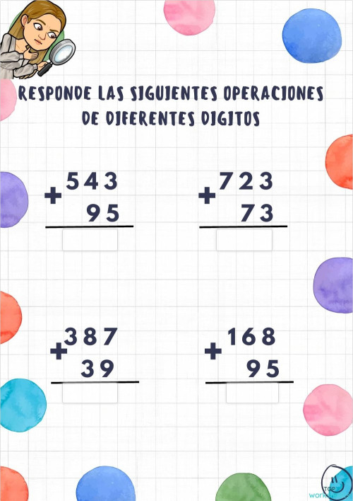 Sumas y restas diferentes dígitos. Ficha interactiva | TopWorksheets