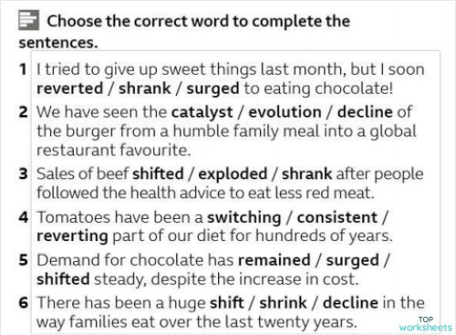 Trends vocabulary. Interactive worksheet | TopWorksheets