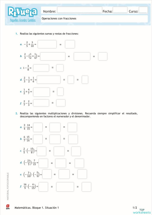 Lectura y escritura de fracciones. Ficha interactiva | TopWorksheets