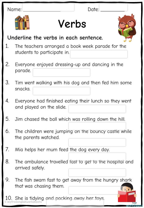 Verbs Worksheet. Interactive worksheet | TopWorksheets