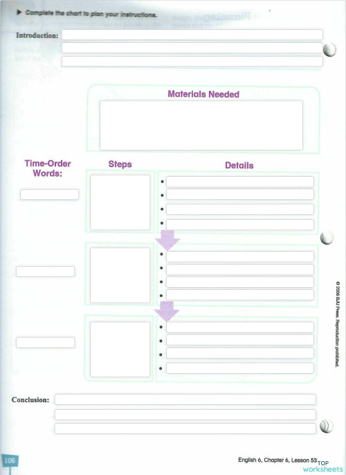 Lesson 53: Instructions: Planning Pg 106. Interactive worksheet ...