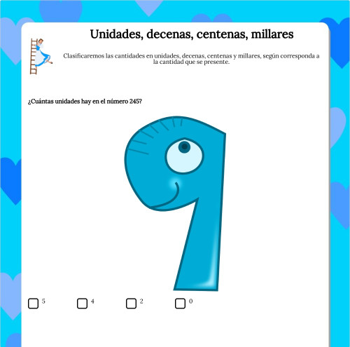Unidades, decenas, centenas, millares. Ficha interactiva | TopWorksheets