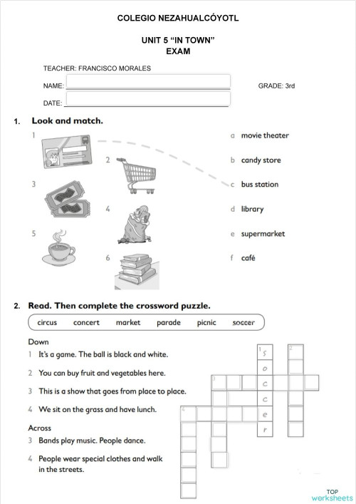 3rd Grade - Unit 5 Exam. Ficha interactiva | TopWorksheets