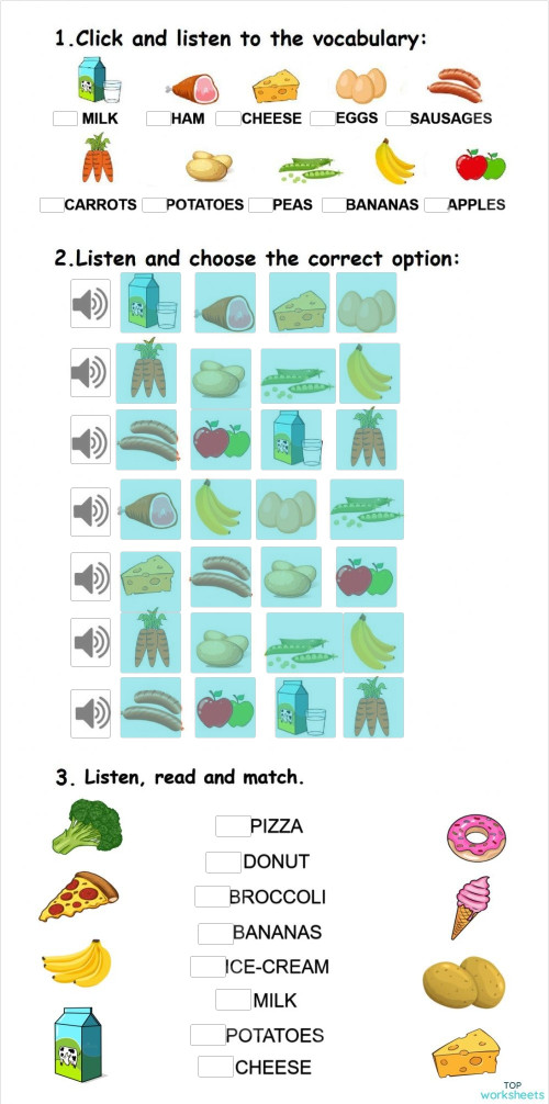 EN1_U1_FOOD. Interactive worksheet | TopWorksheets