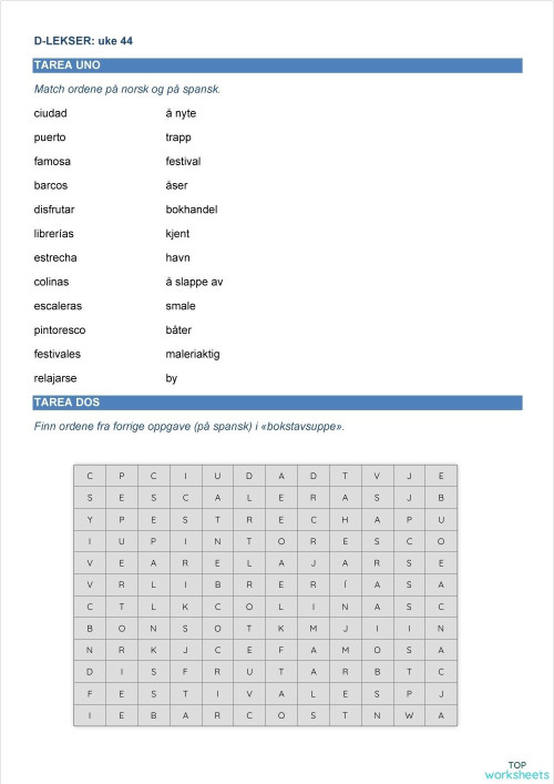 D-LEKSER: uke 44 vg2. Ficha interactiva | TopWorksheets