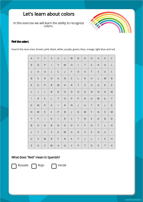 Let's learn about colors. Interactive worksheet | TopWorksheets