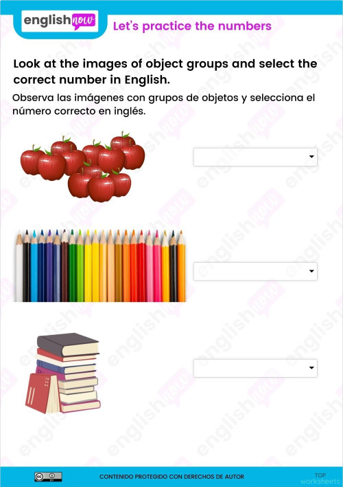 Numbers: fichas interactivas y ejercicios online | TopWorksheets