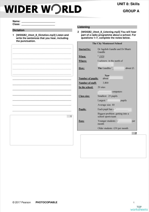 WE1 2nd Term Writing practice.. Interactive worksheet | TopWorksheets