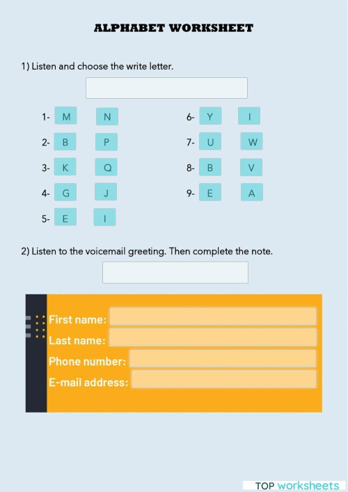 Alphabet - Worksheet. Interactive worksheet | TopWorksheets