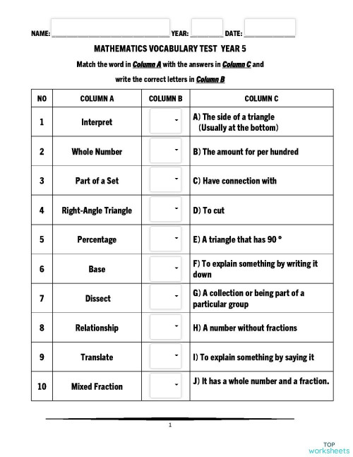 YEAR 5 VOCABULARY TEST Interactive Worksheet TopWorksheets year-5-vocabulary-test-interactive-worksheet-topworksheets