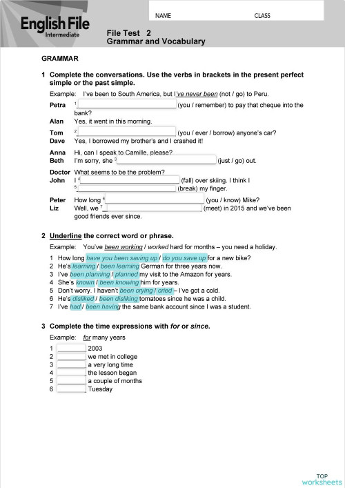 Files 1 & 2 (Intermediate Test - Grammar and Vocabulary). Interactive ...