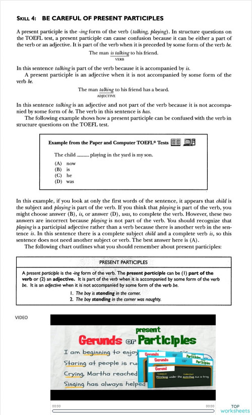 SK04-present participles. Interactive worksheet | TopWorksheets