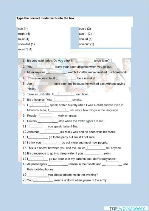 Modal verbs. Interactive worksheet | TopWorksheets