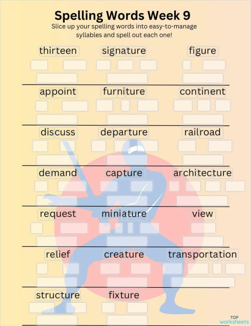 Spelling Words Week 9.3. Interactive worksheet | TopWorksheets