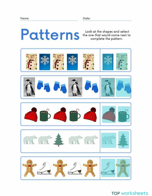 Winter pattern. Interactive worksheet | TopWorksheets