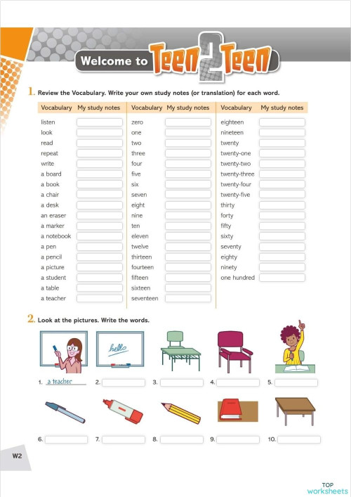 Classroom and numbers. Interactive worksheet | TopWorksheets
