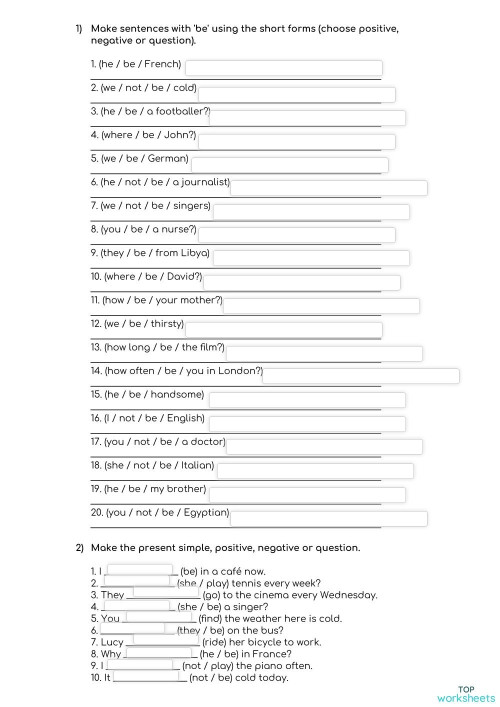revision simple present. Interactive worksheet | TopWorksheets