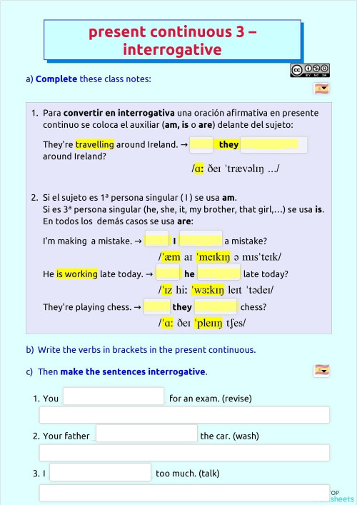 Present continuous 3 - interrogative. Interactive worksheet | TopWorksheets