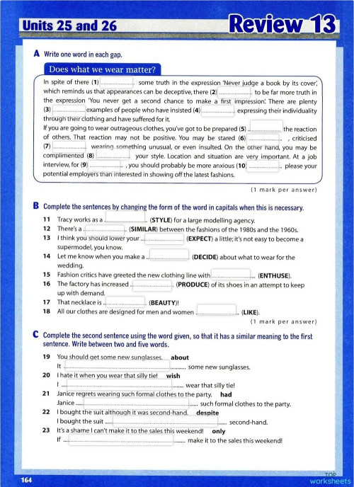 Destination B2 - Review Unit 25-26. Interactive worksheet | TopWorksheets