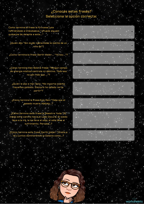 Star Wars: Frases. Ficha interactiva | TopWorksheets