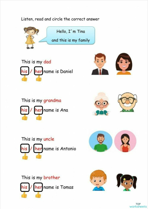 his or her identify with name. Interactive worksheet | TopWorksheets