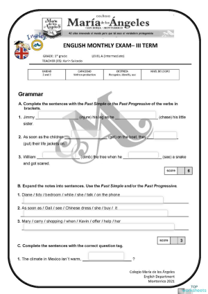 grammar test for pre intermediate. Interactive worksheet | TopWorksheets