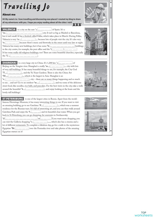 describing a city. Interactive worksheet | TopWorksheets