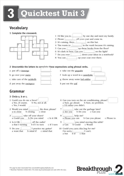 Unit 3 Breakthough plus 2. Interactive worksheet | TopWorksheets