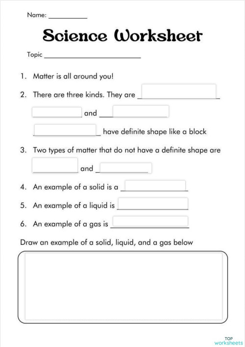 SCIENCE - MATTER. Ficha interactiva | TopWorksheets