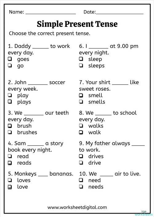 Present Simple. Interactive worksheet | TopWorksheets