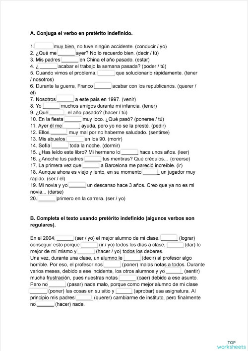 Los tiempos verbales.. Ficha interactiva | TopWorksheets Los tiempos verbales.. Ficha interactiva | TopWorksheets