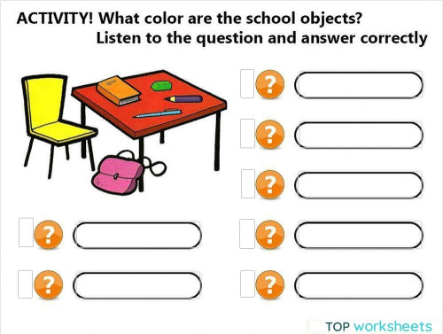 What color is the school object?. Interactive worksheet | TopWorksheets