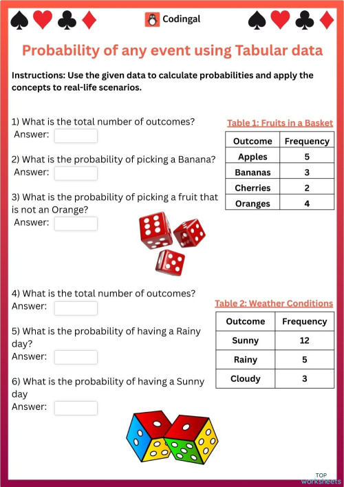 Probability: interactive worksheets and online exercises | TopWorksheets