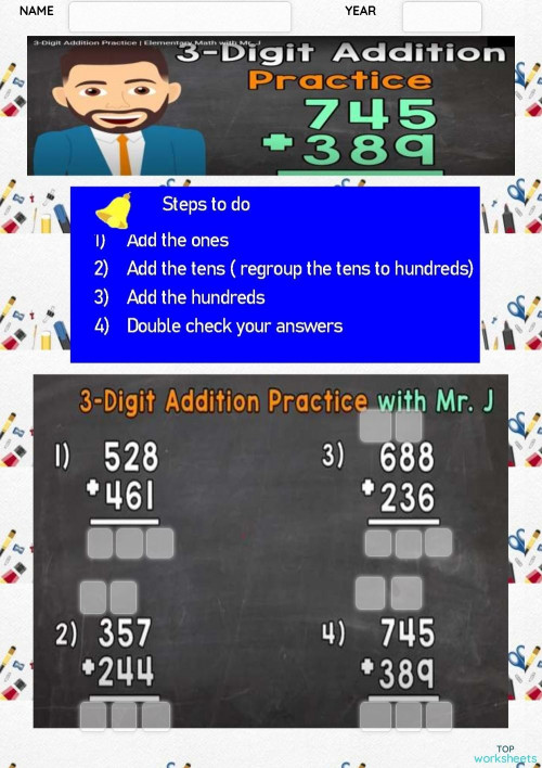 YR2: ADDITION PRACTISE. Interactive worksheet | TopWorksheets