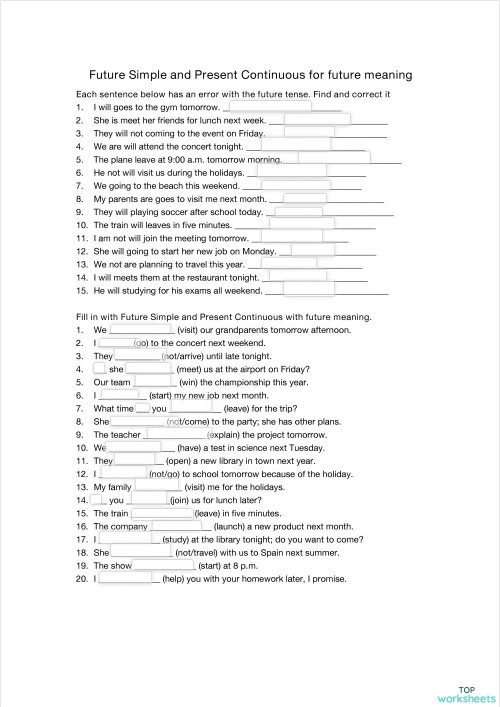 Future Simple and Present Continuous for future meaning. Interactive ...