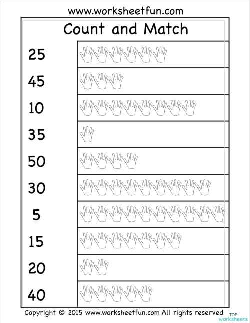 Count and Match. Ficha interactiva | TopWorksheets