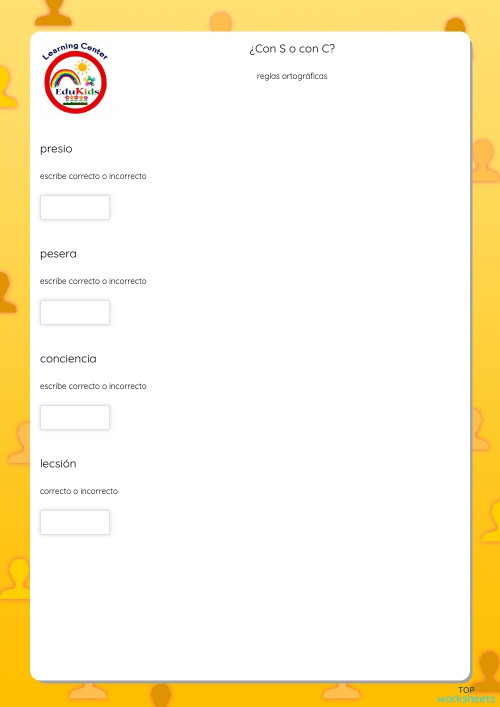 ¿Con S o con C?. Ficha interactiva | TopWorksheets